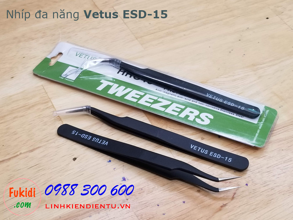 Nhíp đa năng, phù hợp để gắp linh kiện điện tử VETUS ESD-15 - FUKIDI
